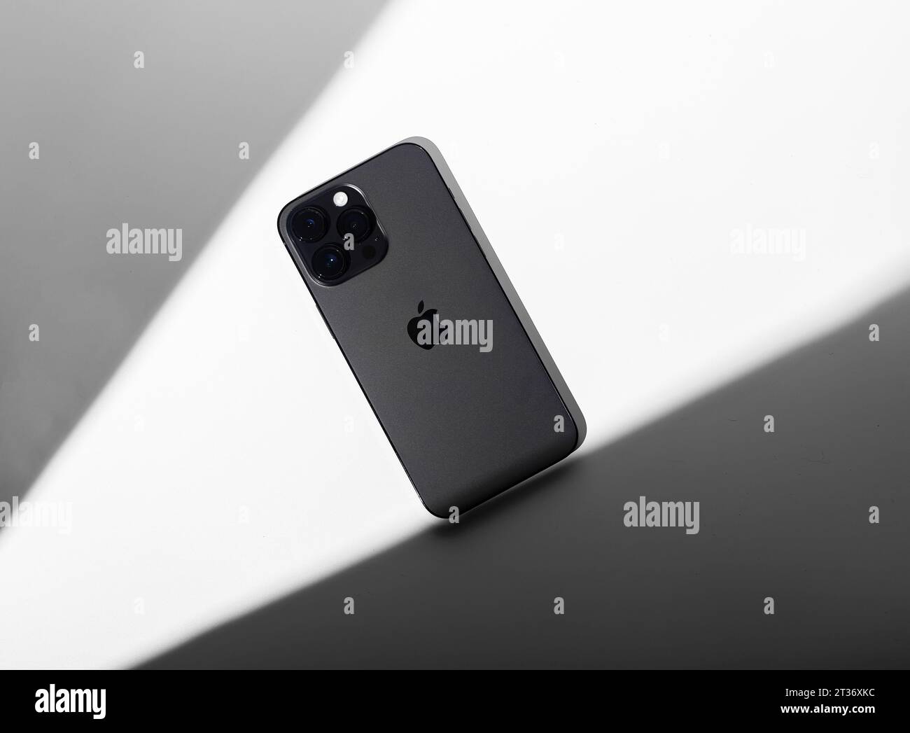 Berlin, Germany October 16 2023 Iphone 14 pro max, back view of camera ...