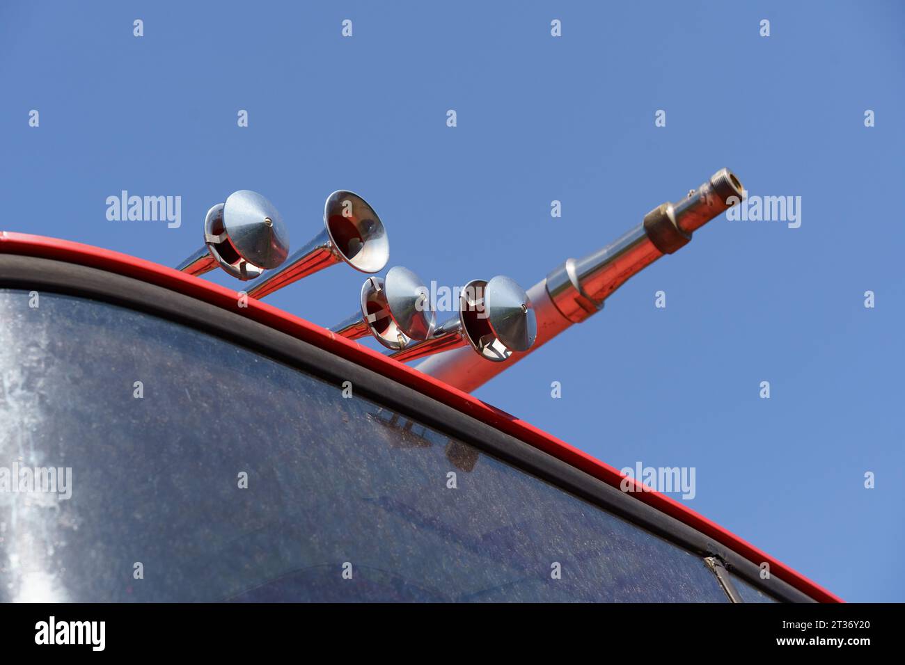 A fire monitor and a sound warning system are installed on the roof of ...