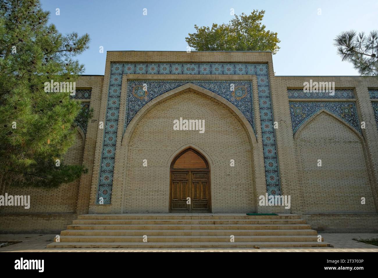 Margilan, Uzbekistan - October 20, 2023: Detail of the facade of the ...