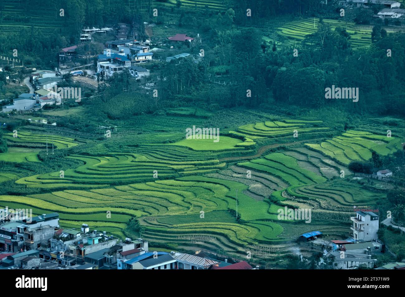 View of Dong Van town and rice terraces, Dong Van, Ha Giang,, Vietnam ...
