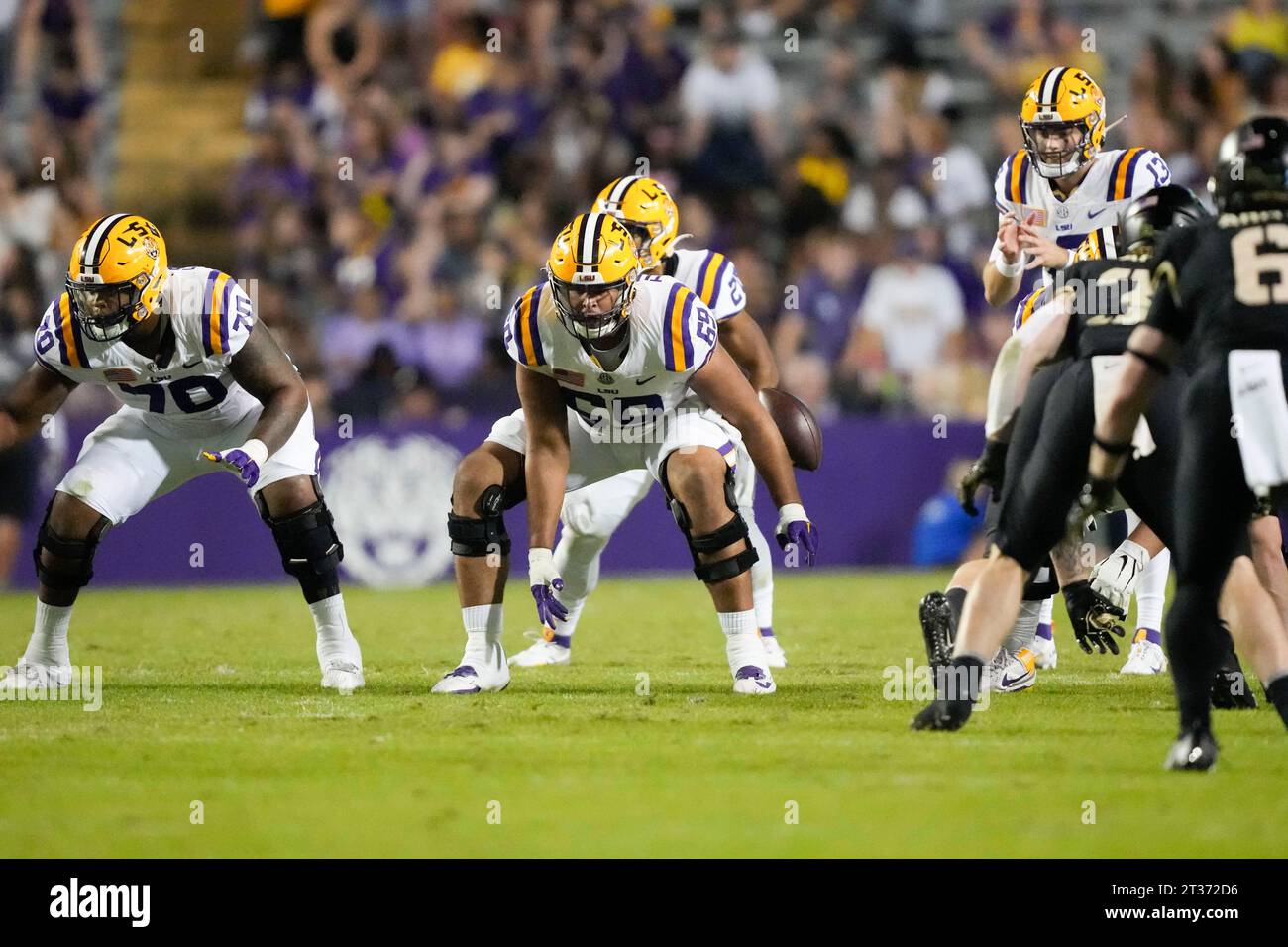 LSU offensive lineman Charles Turner III (69) hikes the ball in the ...