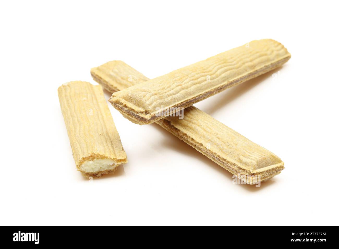Vanilla cream filled wafer sticks isolated on white backround Stock ...