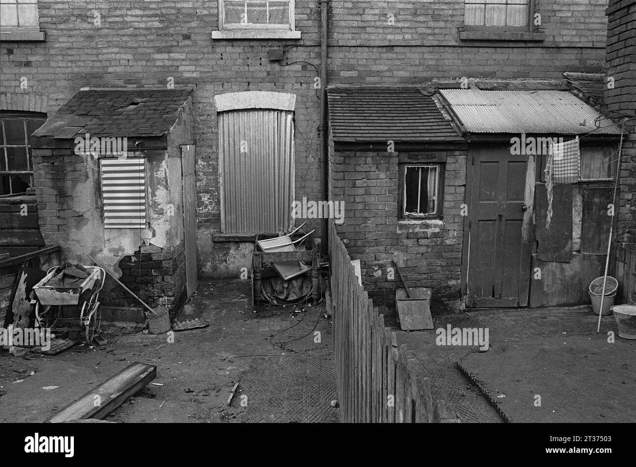 Lean-to scullery and backyard of a Victorian terraced house during the ...