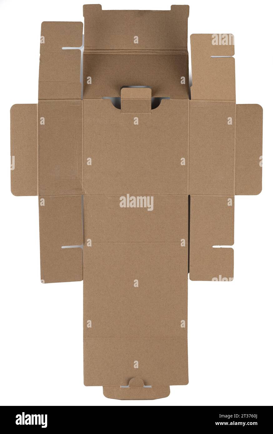 Carton paper box unfolded with crease lines isolated on white studio ...