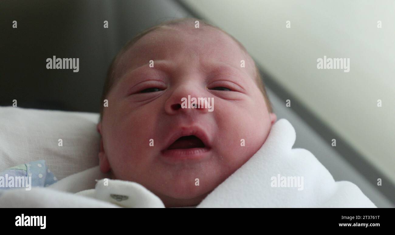 Newborn baby face first day of life Stock Photo - Alamy