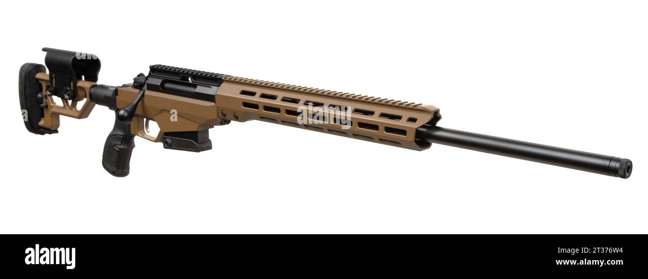 Modern bolt carbine isolated on white background. Weapons for sports ...