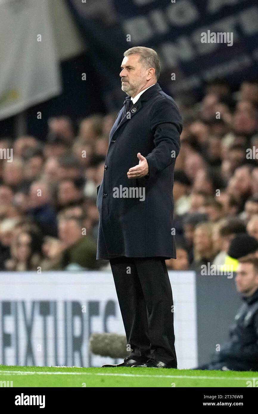 Tottenham's head coach Ange Postecoglou reacts during the English ...