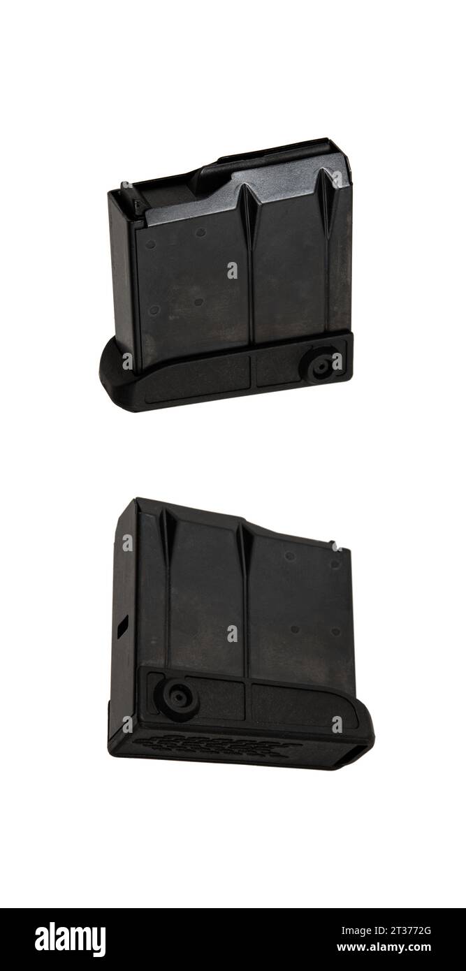 Clip for a rifle or carbine. Ammunition for weapons. Isolate on a white ...