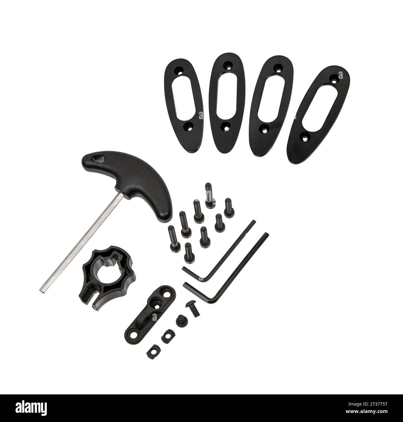 A set of accessories for a modern rifle. Tools, parts and screws ...
