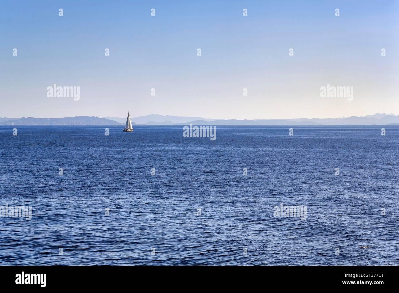 Strait, Strait of Bonifacio, sailboat in front of Sardinia Island on ...