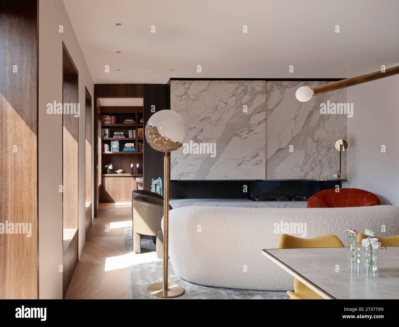 View of living area to library. Mount Row Apartments, London, United ...