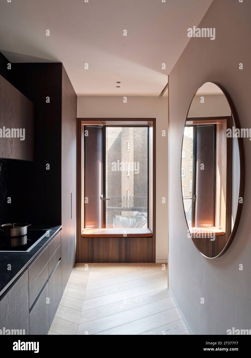 Kitchenette with large window. Mount Row Apartments, London, United ...