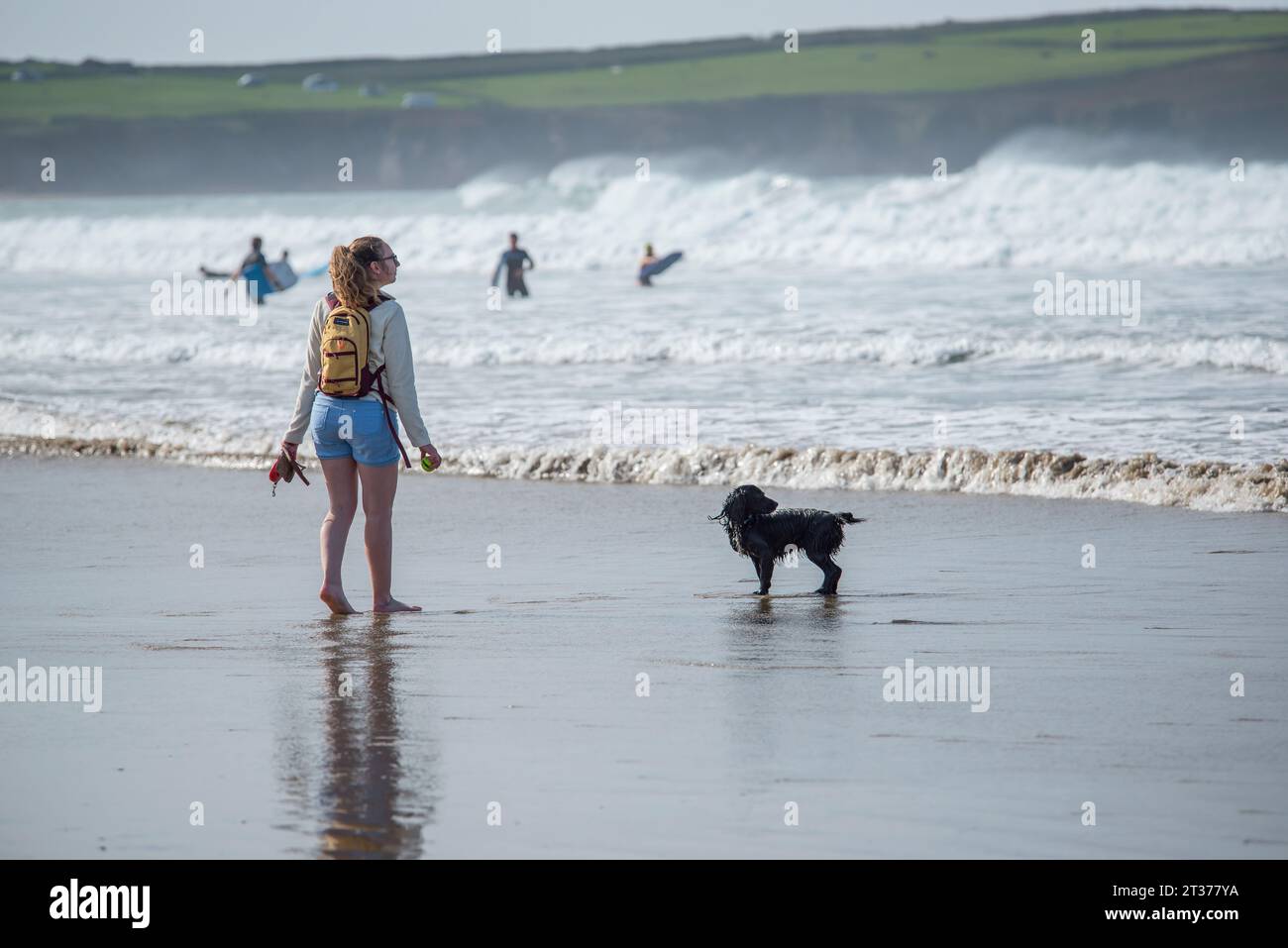 Newgale, sea and surf, Pembrokeshire, West Wales coastal scene Stock ...