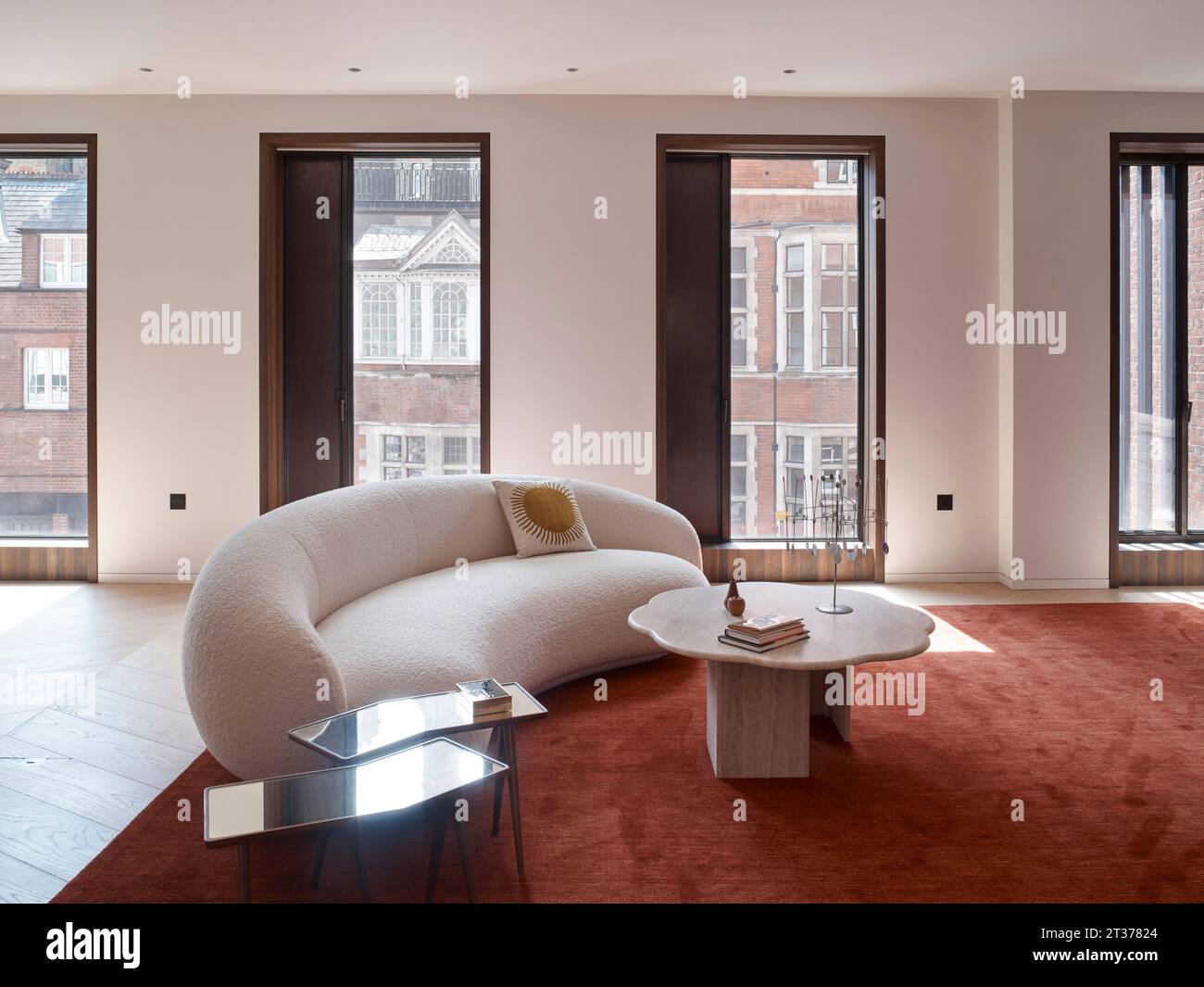 Living area with large windows. Mount Row Apartments, London, United ...