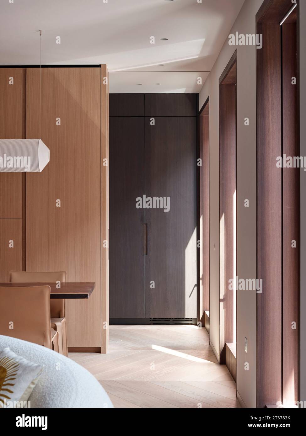 Open plan living area with bespoke cupboards. Mount Row Apartments ...