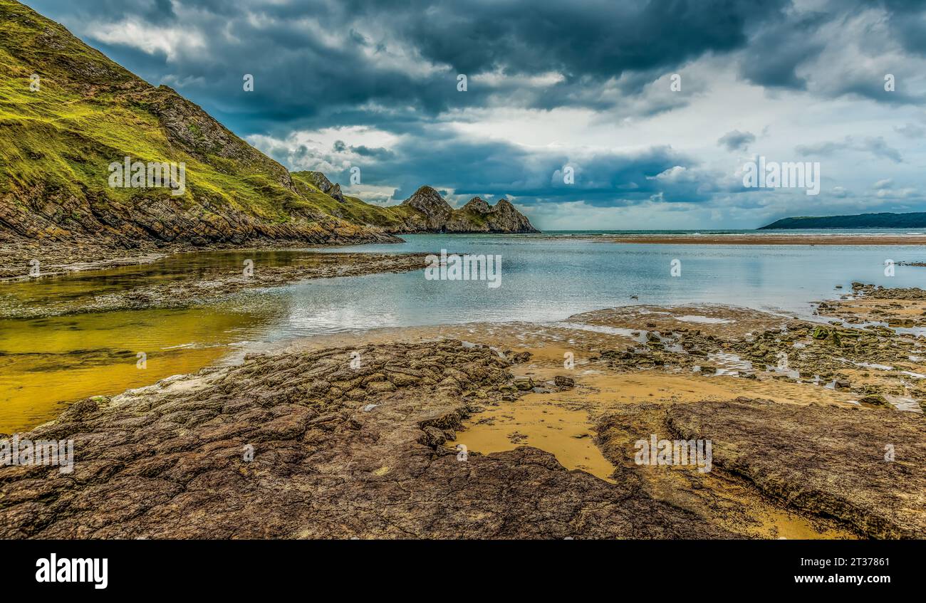 Three Cliffs Gower Wales UK Landscapes Stock Photo - Alamy