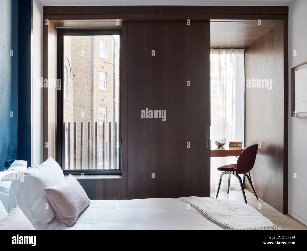 Bedroom with small study space. Mount Row Apartments, London, United ...