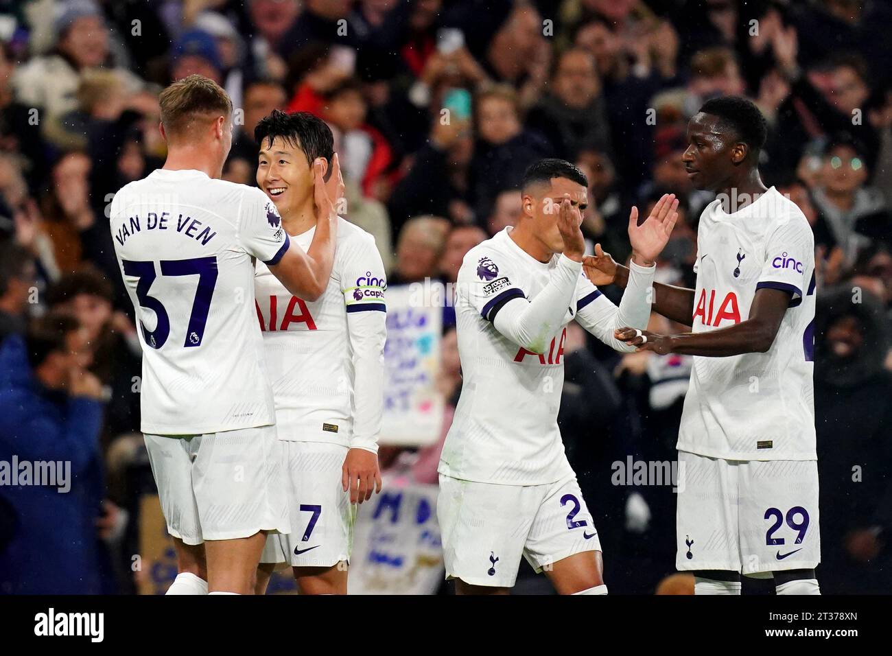 Tottenham Hotspur's Son Heung-Min (second left) celebrates scoring ...