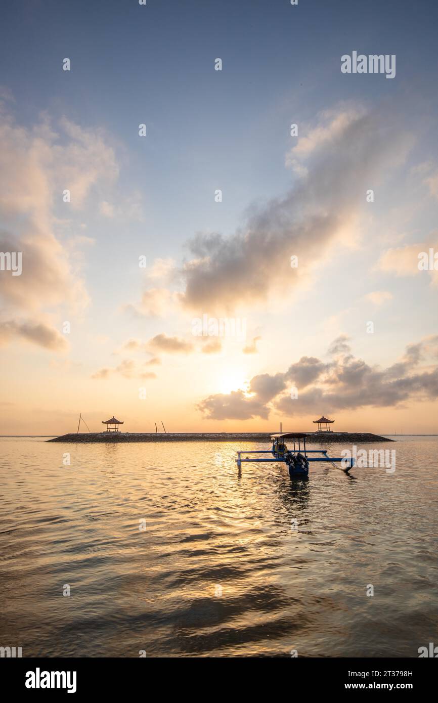 Morning landscape taken on the sandy beach. View over the sea to the ...