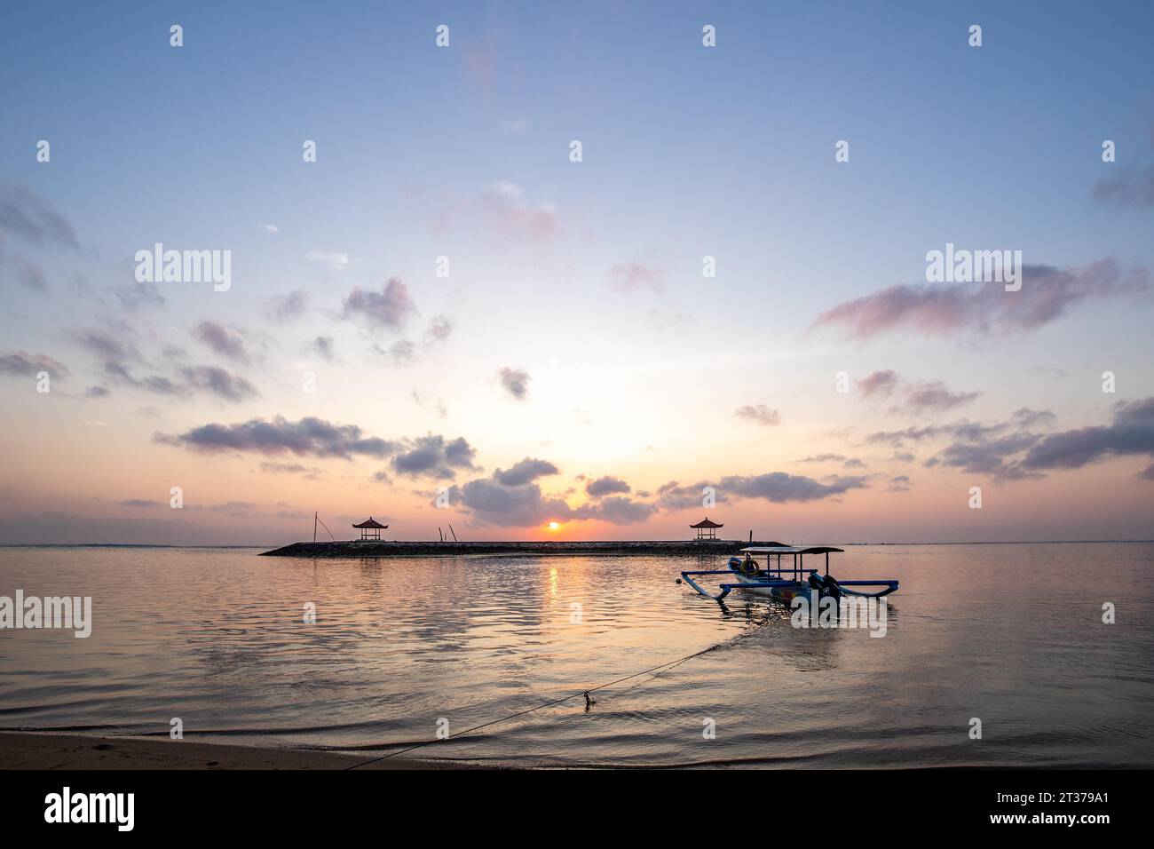 Morning landscape taken on the sandy beach. View over the sea to the ...