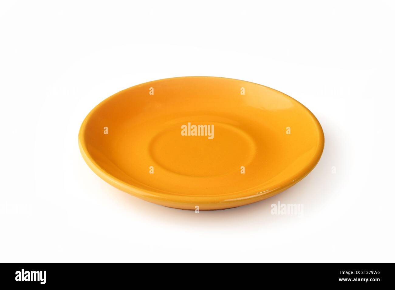 One orange ceramic tea cup tray isolated on white background Stock ...