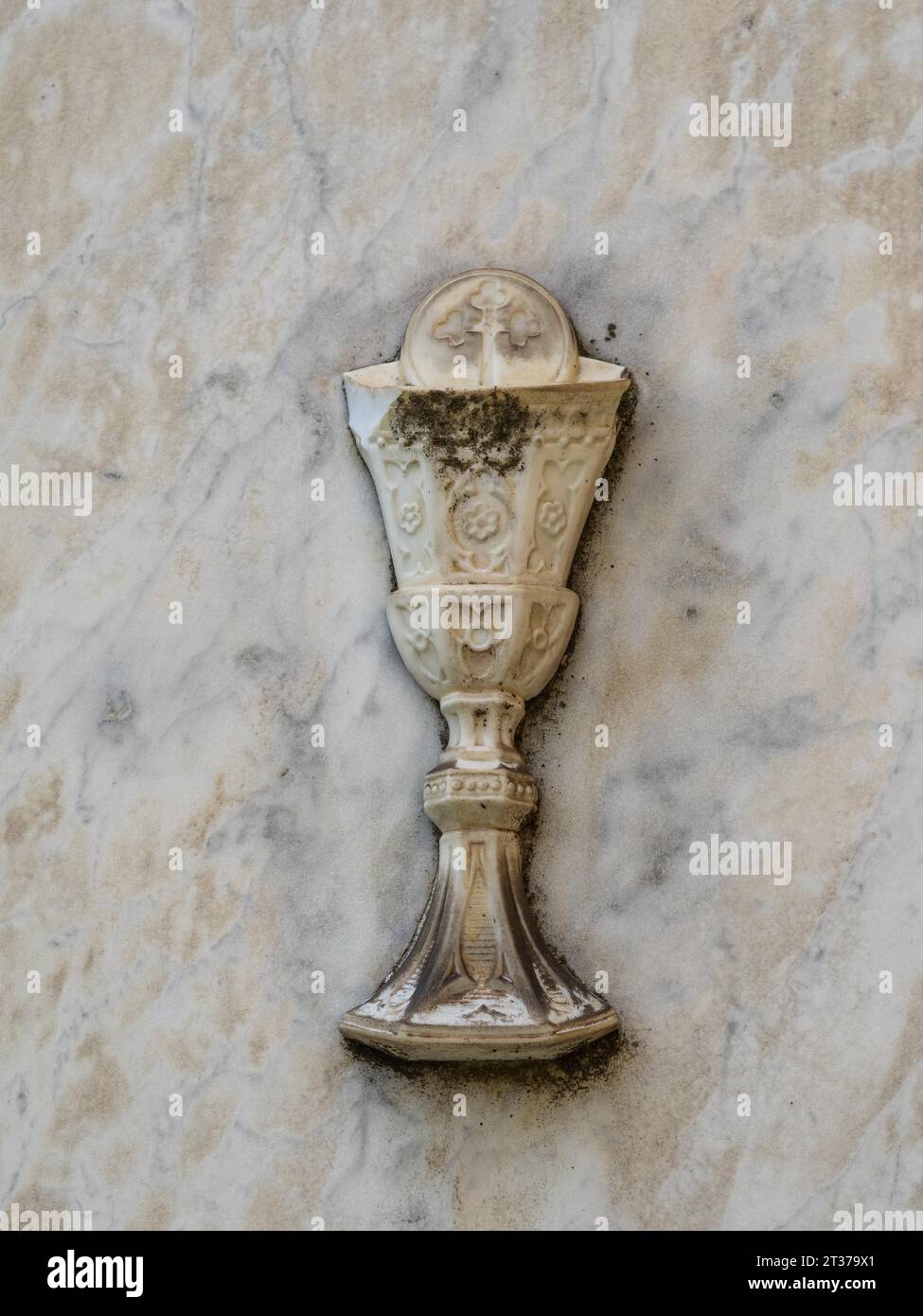 Stone relief, chalice with host, detail from a gravestone, cemetery ...