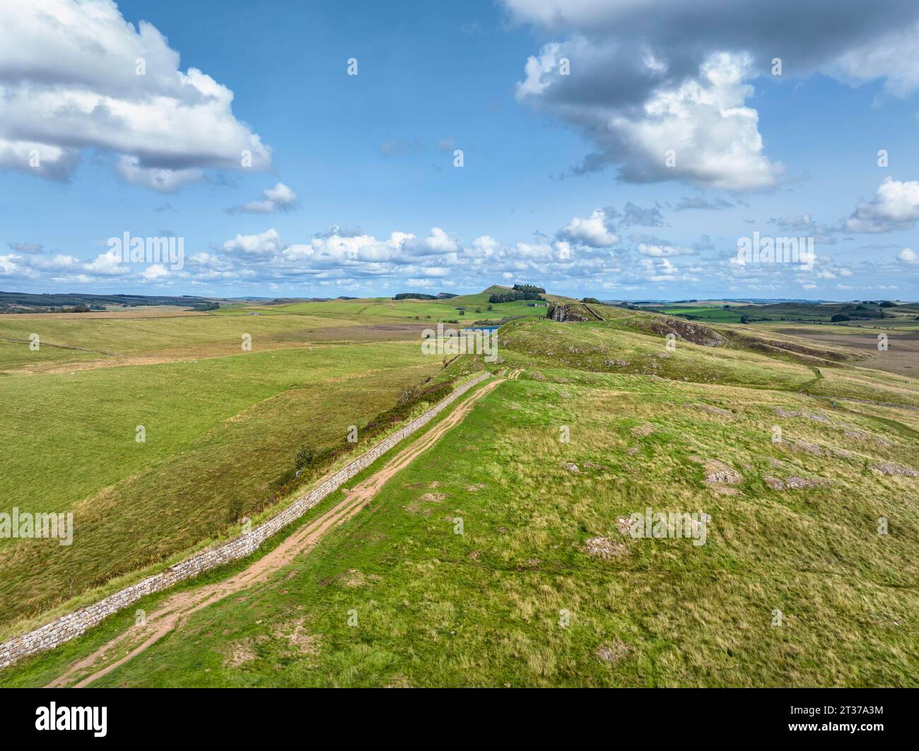 Aerial view of Hadrian's Wall, Steel Rigg, Haltwhistle, Northumberland ...