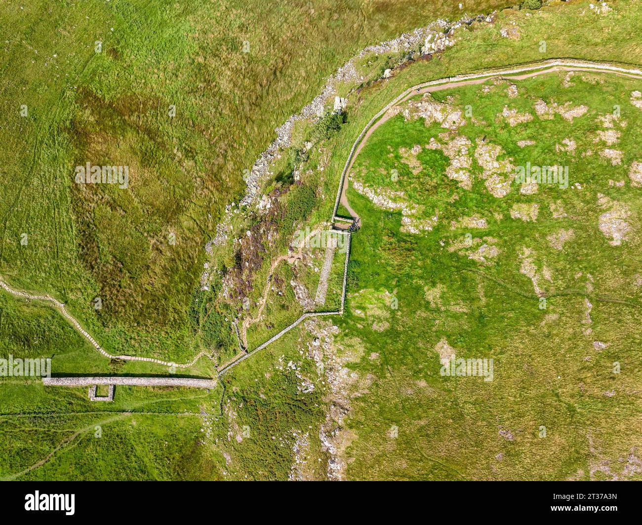 Aerial view, Top down view of Hadrian's Wall, Steel Rigg, Haltwhistle ...