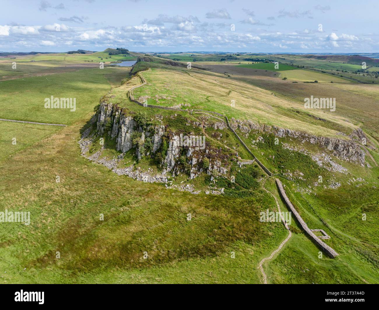 Aerial view of Hadrian's Wall, Steel Rigg, Haltwhistle, Northumberland ...