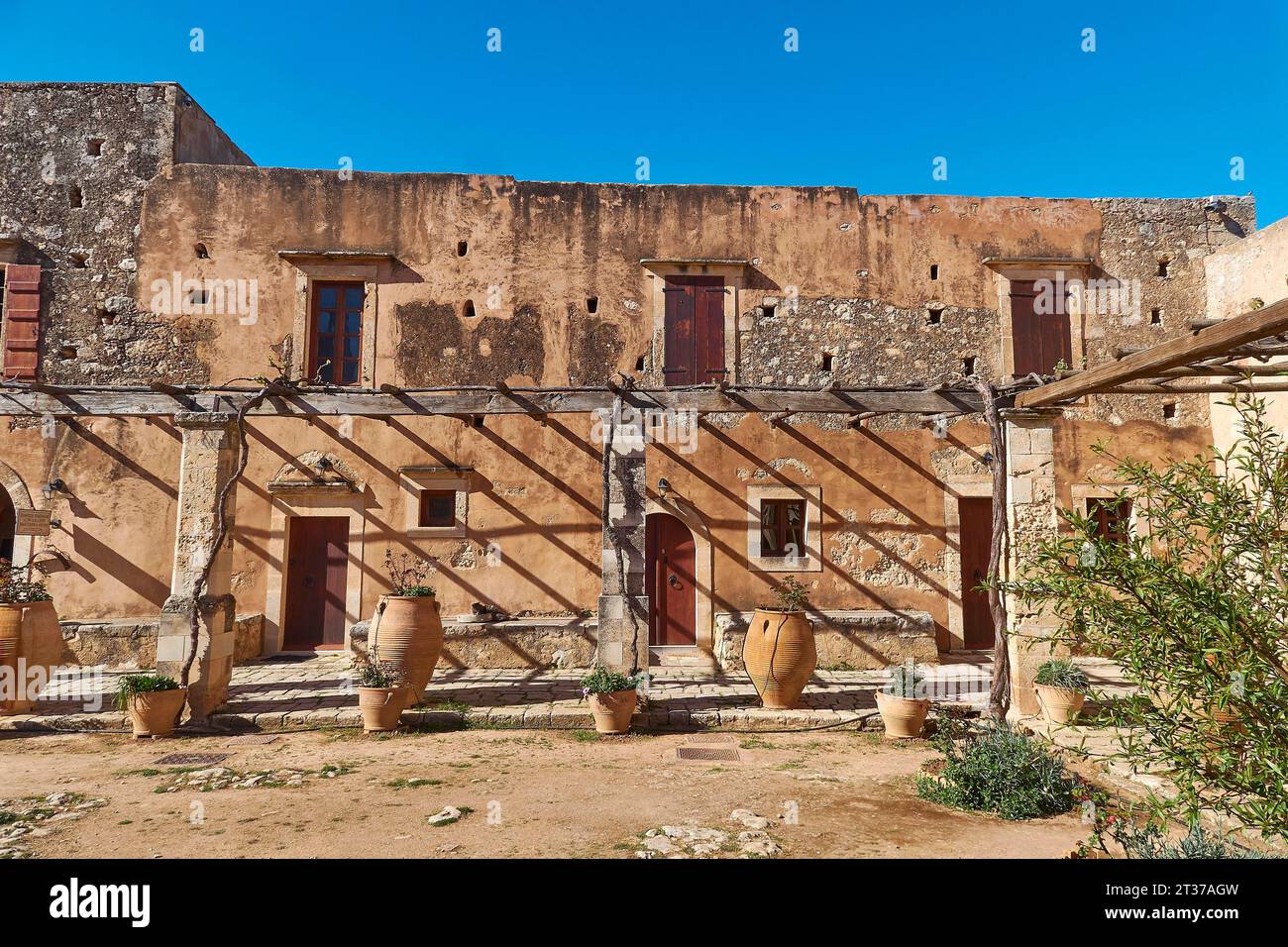 Residential building, doors, windows, vine arbour, Pithoi, Arkadi ...