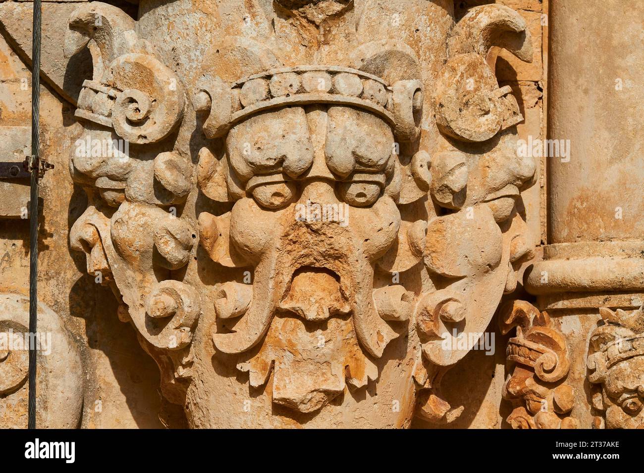 Stone demons, column, entrance gate, Gouverneto, Orthodox Monastery ...