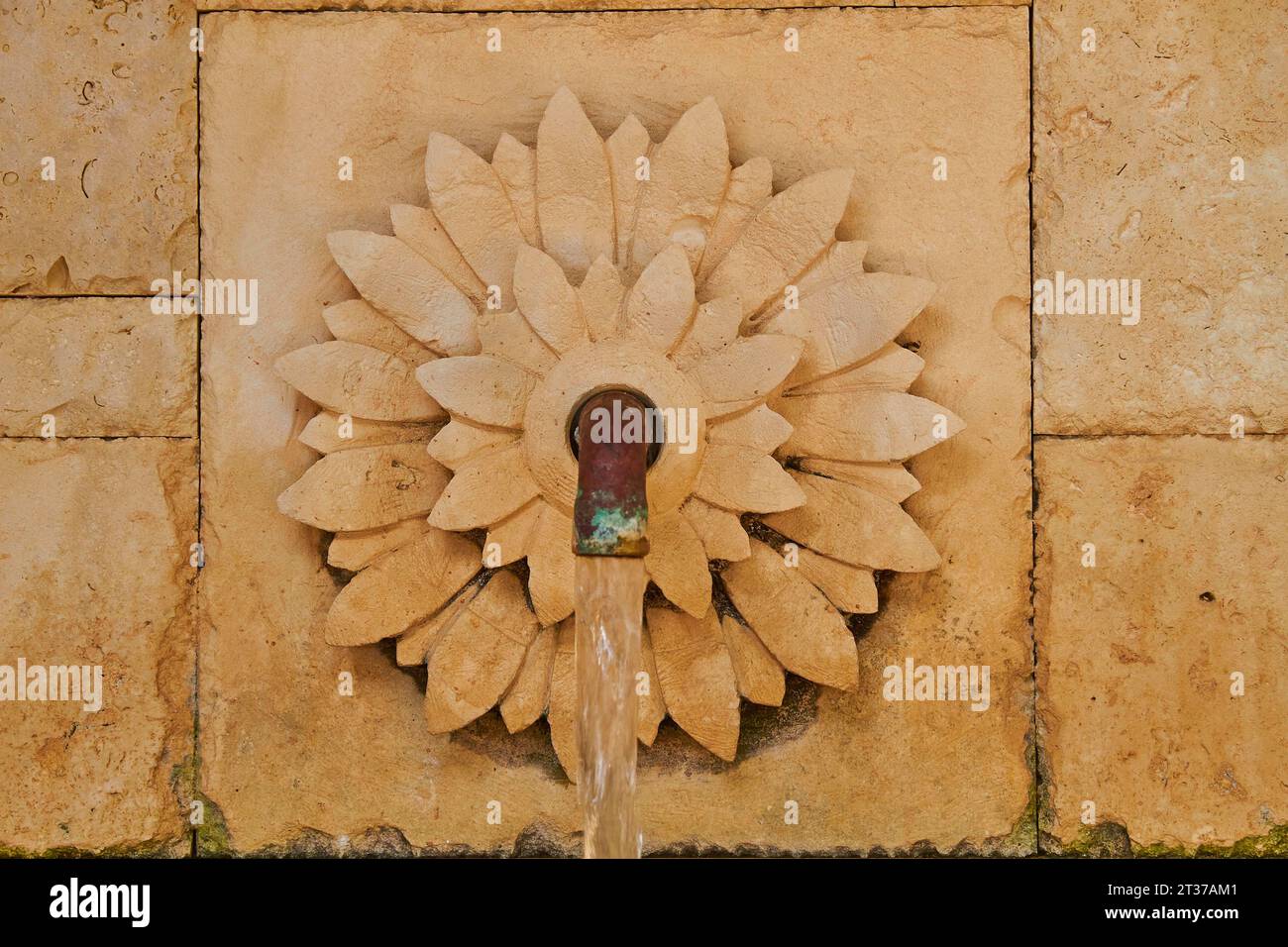 Detail, rosette, water tap, stone wall, Kapsa, Orthodox Monastery, East ...
