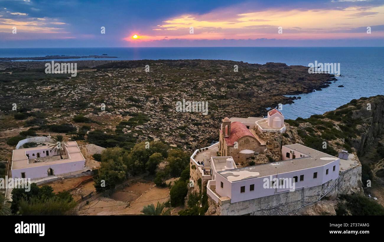 Drone shot, dusk, sunset, cloudy sky, square yard, sea ...