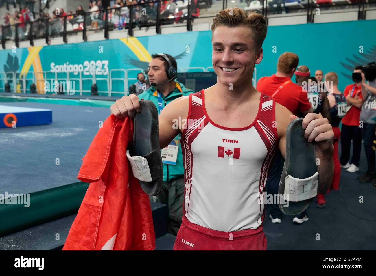 Canada's Felix Dolci celebrates after winning the men's artistic all ...