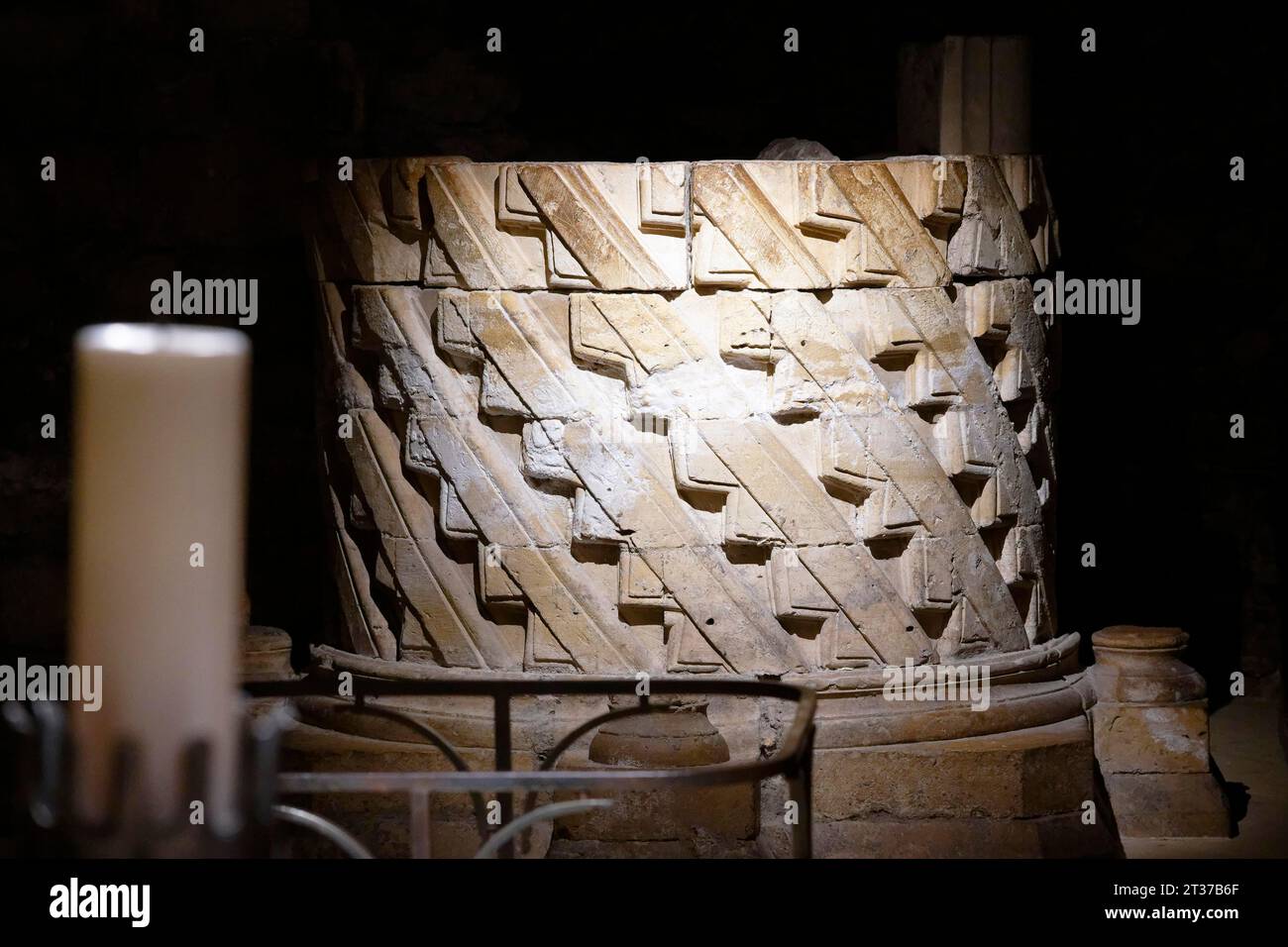 Interior View, Norman Column, Crypt, York Minster, Archidiocese of York ...