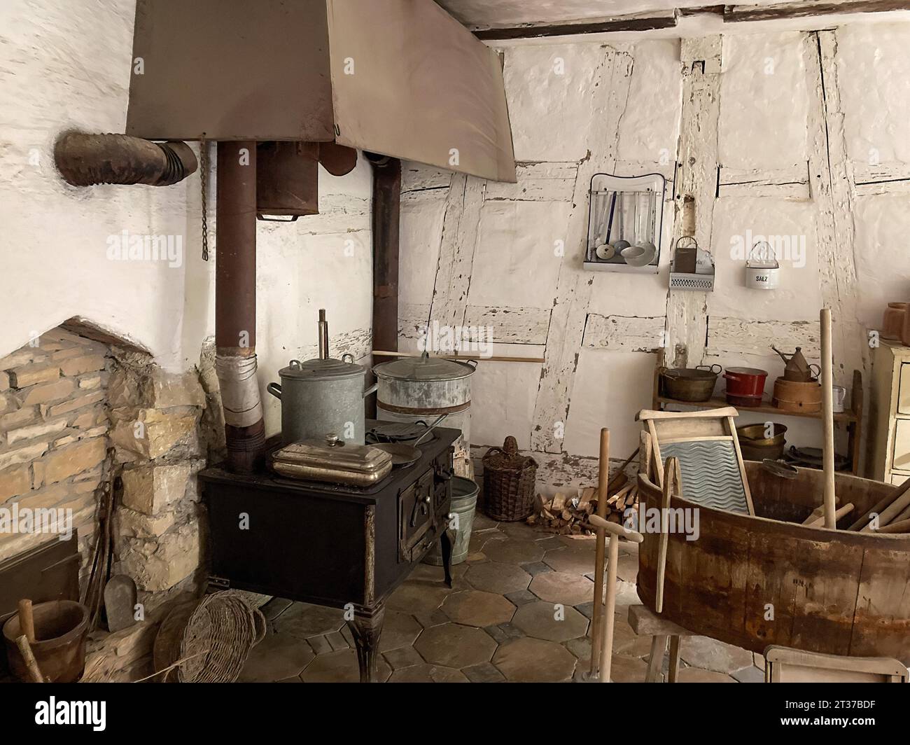 Historical utility room with kitchen left cooker cast iron cooker with ...