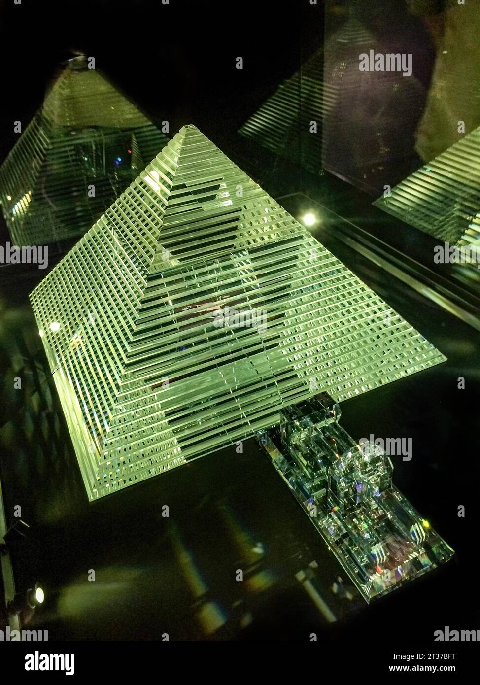 Pyramid of crystal glass in exhibition Swarovski Crystal Worlds ...