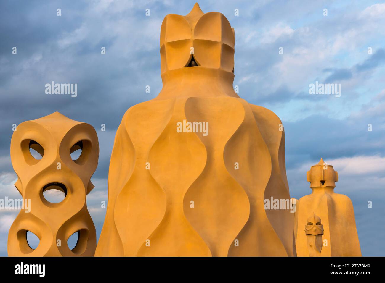 Sculptures on the roof of Gaudi's Casa Mila from Gaudi in Barcelona ...