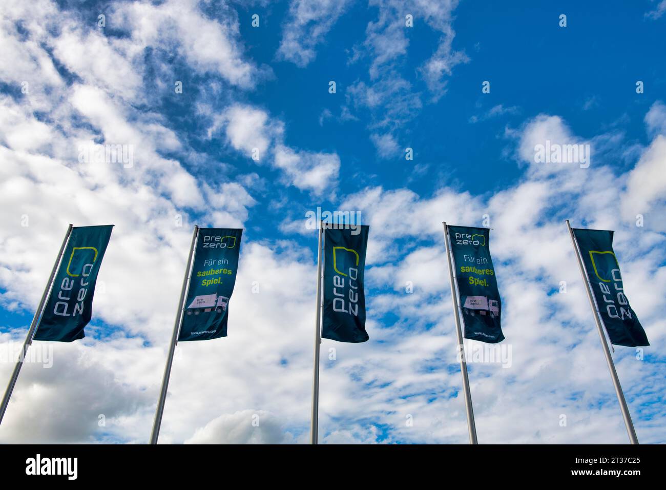 Flags, banners, logo, lettering, PreZero Arena, Sinsheim, Baden-Wuerttemberg, Germany Stock ...