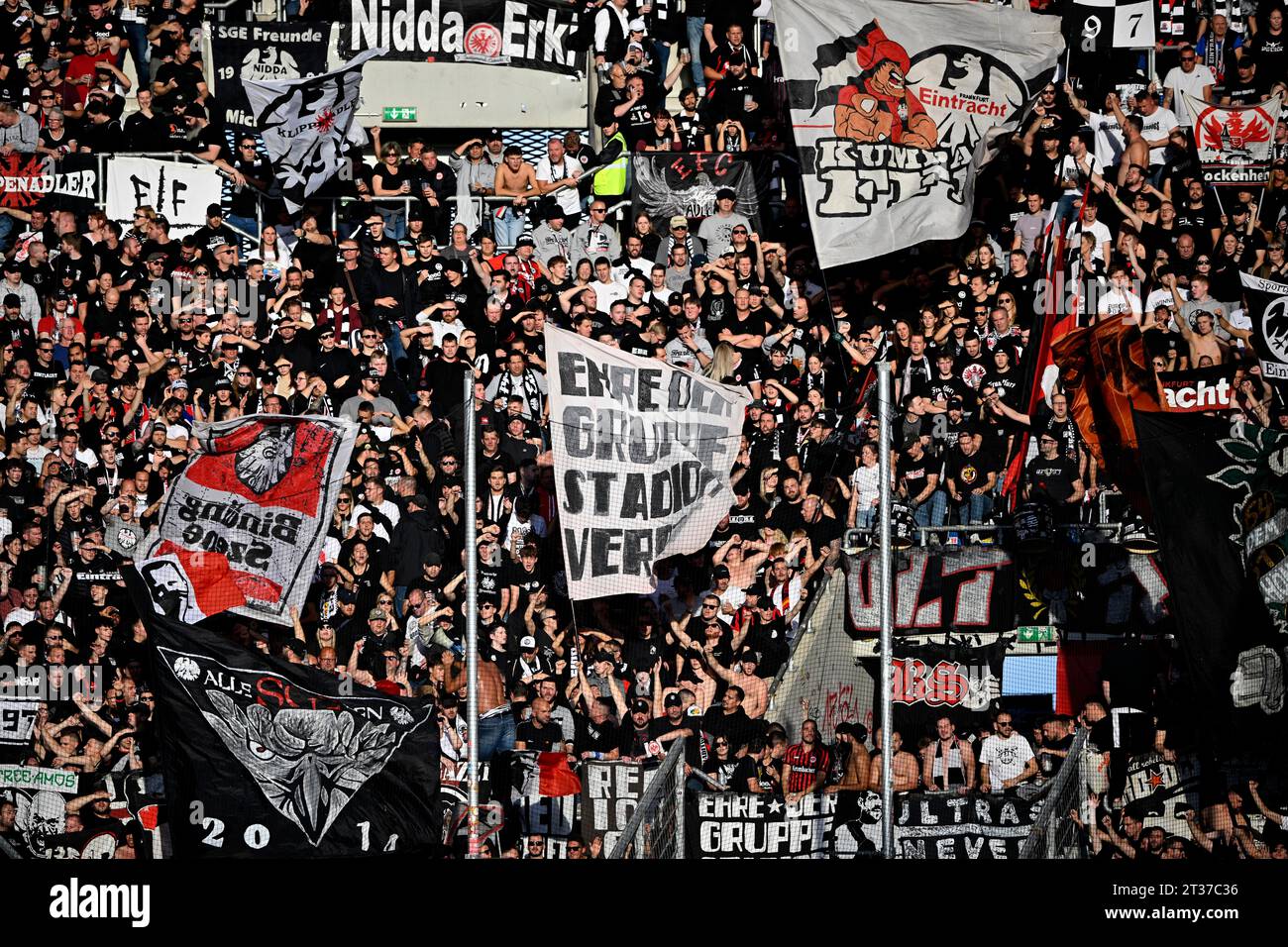 Fan block, fan curve, fans, Eintracht Frankfurt SGE, flags, atmospheric ...