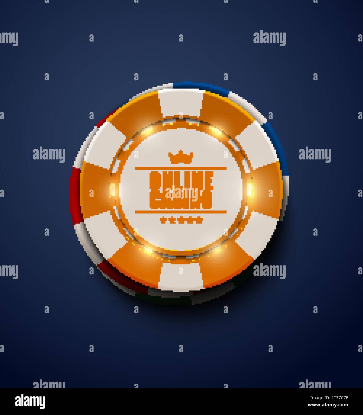 Vector yellow casino poker chips with luminous light elements, top view ...