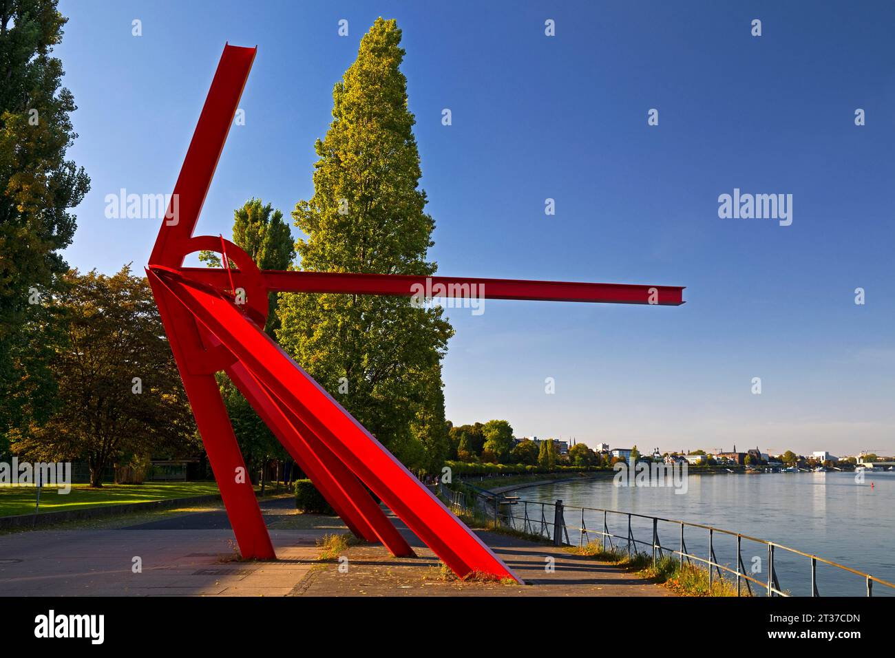 Bright red sculpture made of steel profiles L'Allume by Mark di Suvero ...