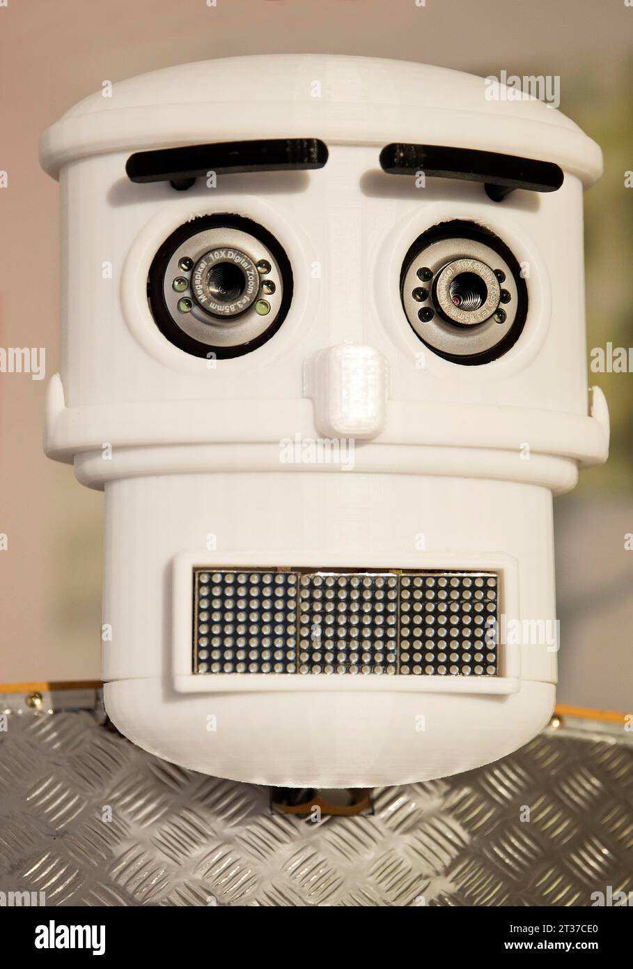 Head of the humanoid robot BlessU2, which gives blessings as an art ...