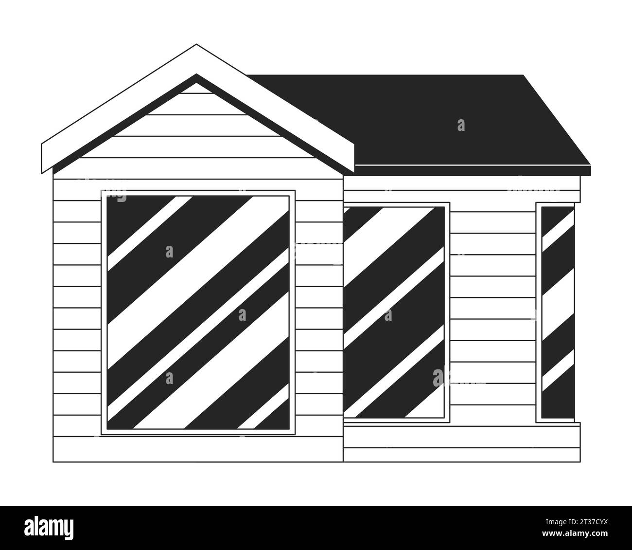 Modern Farm Building Black And White 2d Line Cartoon Object Stock