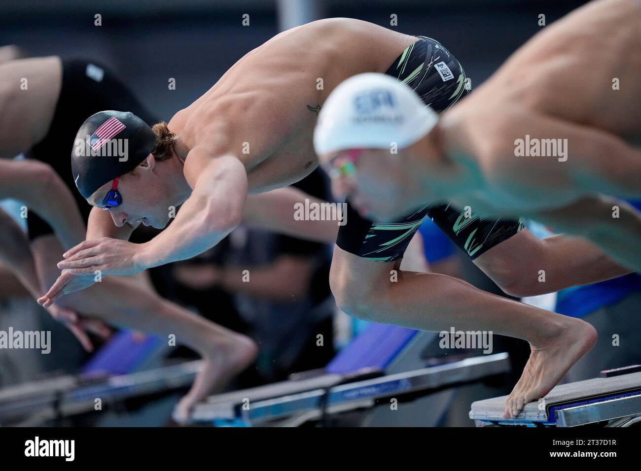 Jacob Foster starts the men's 200-meters breaststroke final at the Pan ...