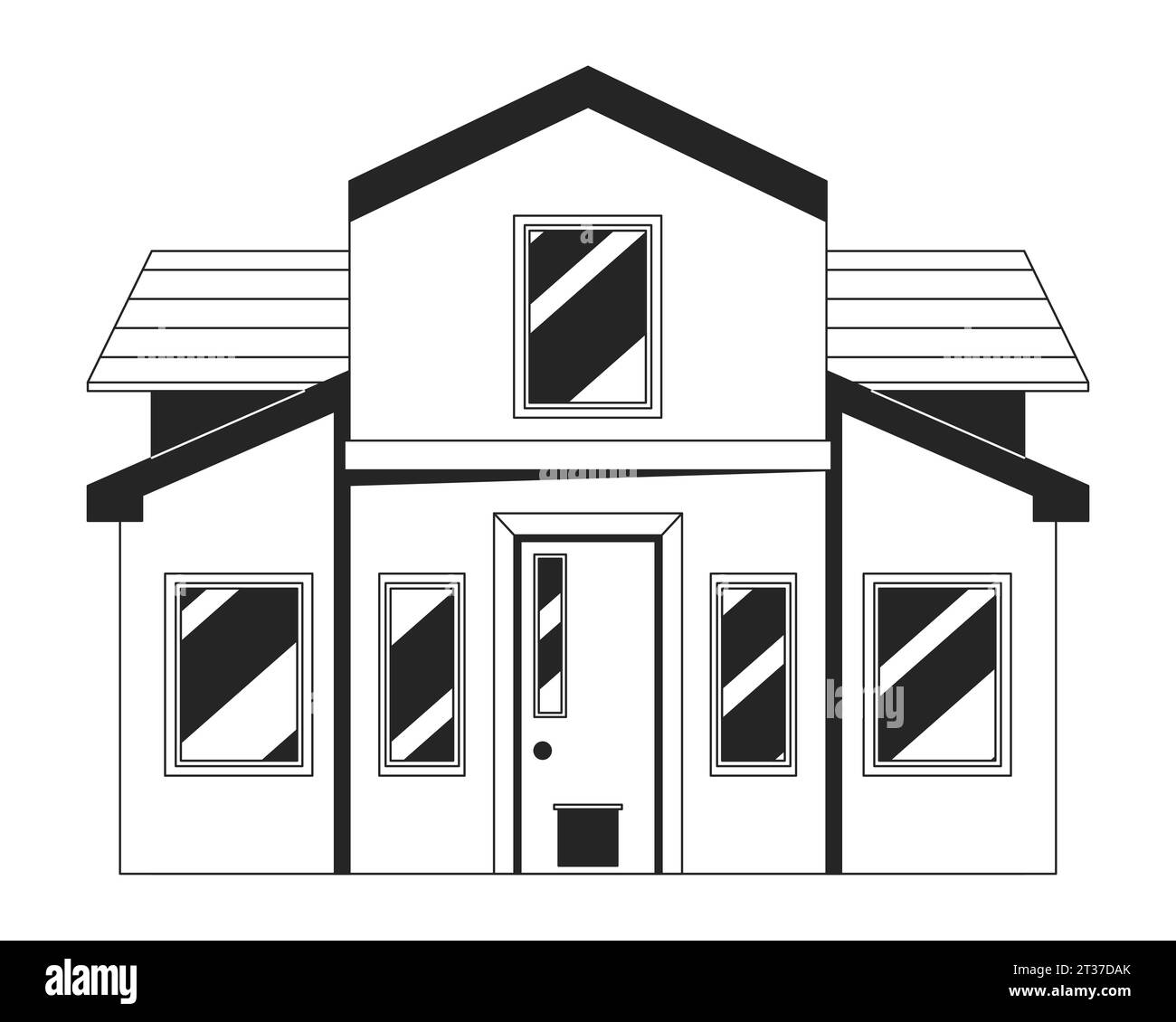 Modern single family home black and white 2D line cartoon object Stock ...
