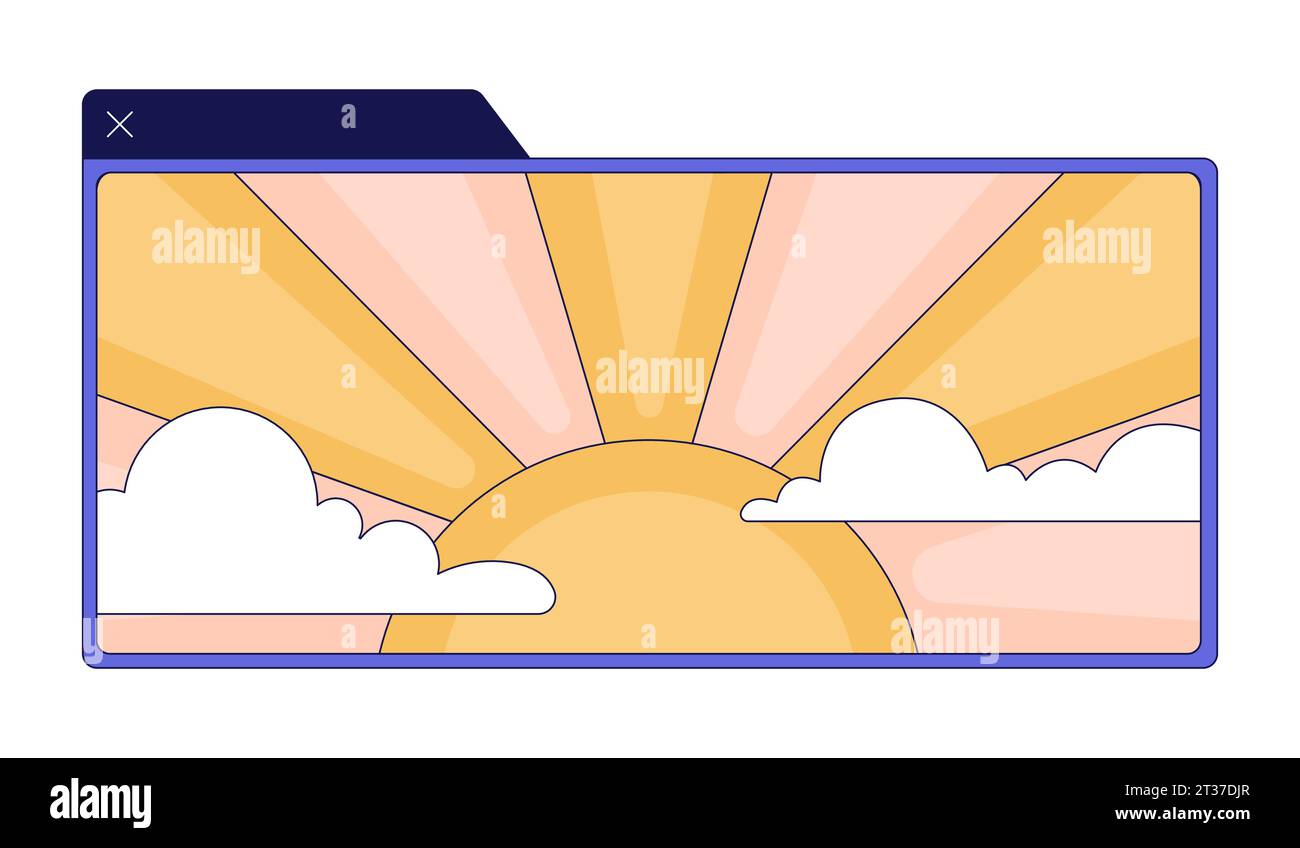 Application window sunrise morning 2D linear cartoon object Stock ...