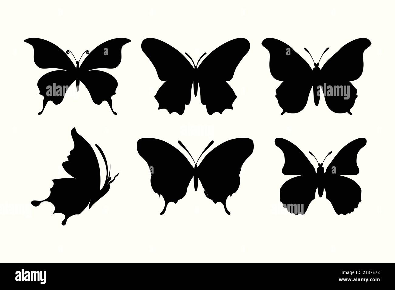 Icon and emblem of a butterfly in vector form and vector sillhouette ...