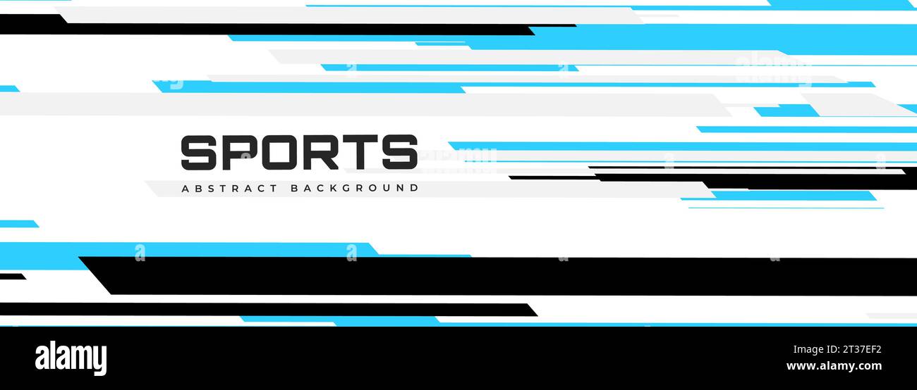 White modern sports banner design with diagonal black and blue lines ...