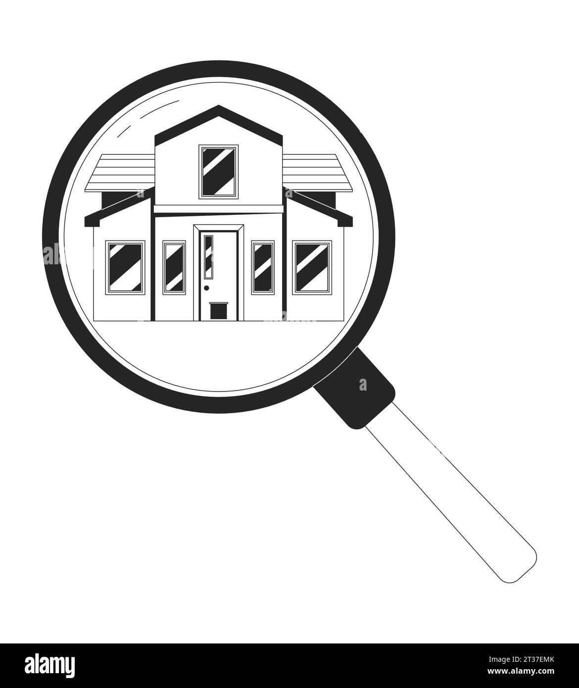 Loupe searching house black and white 2D line cartoon object Stock ...